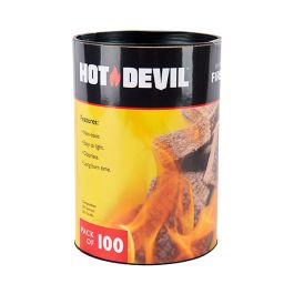 Hot Devil HDF100 Natural Fire Lighters 100 Pack – Eco-Friendly & Odourless